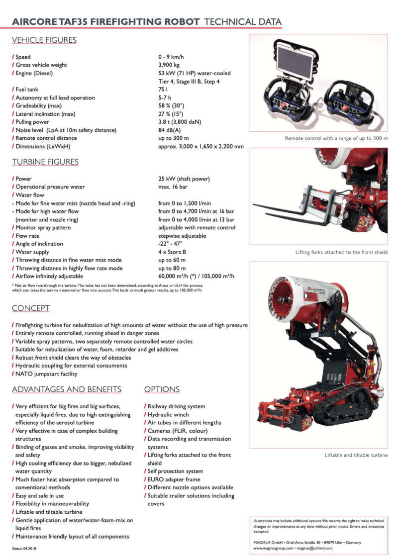 MAGIRUS AIRCORE TAF35 FIREFIGHTING ROBOT | TECS